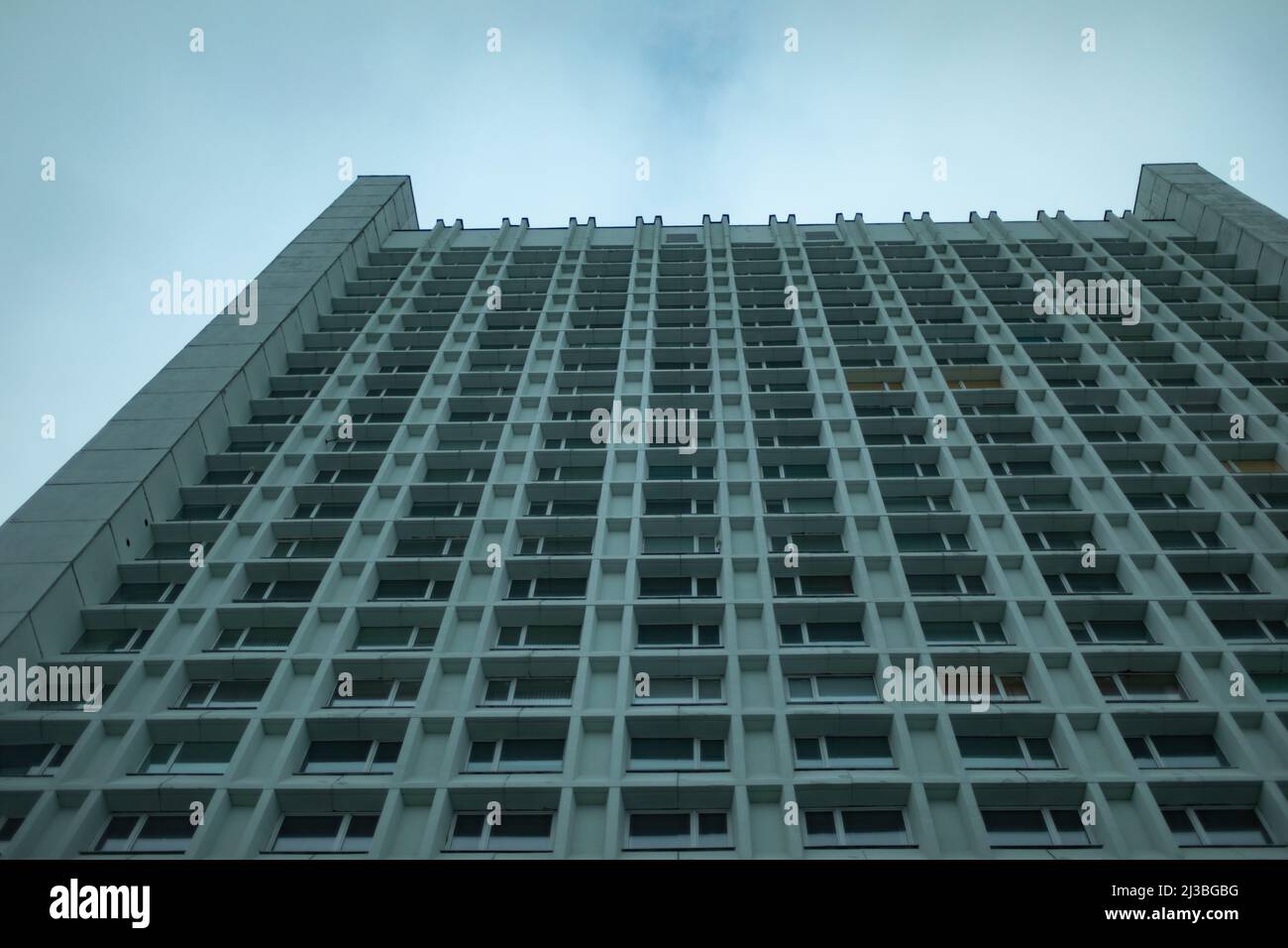 High-rise. Skyscraper and gray sky. Urban development. Details of city ...