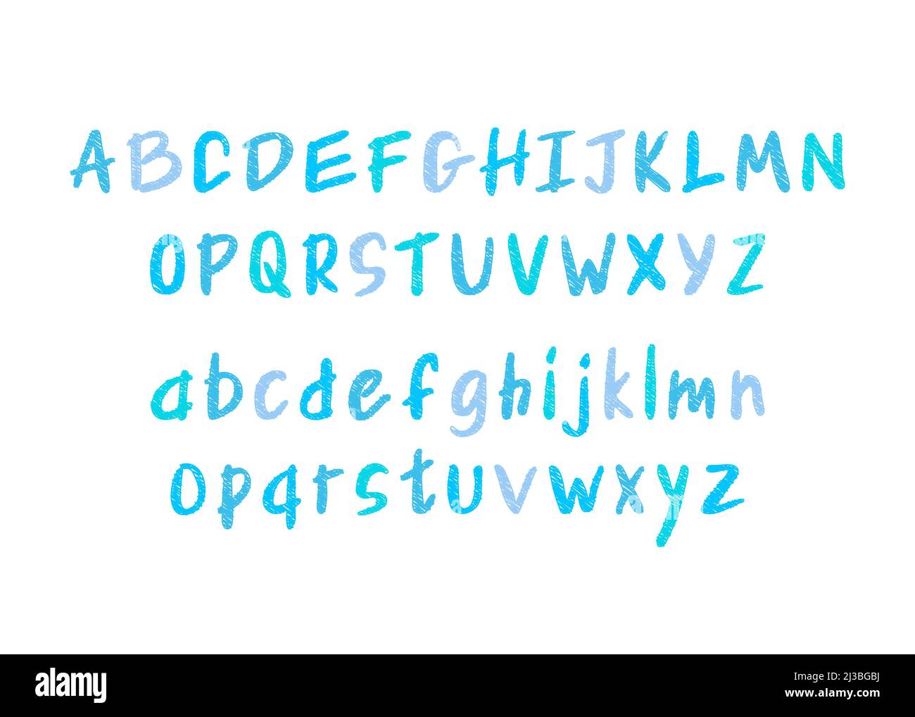 Blue lettering alphabet letters and numbers isolated on white ...