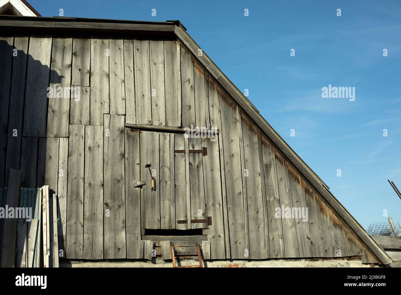 Roof of country house. Building in rural town. Village housing Stock ...