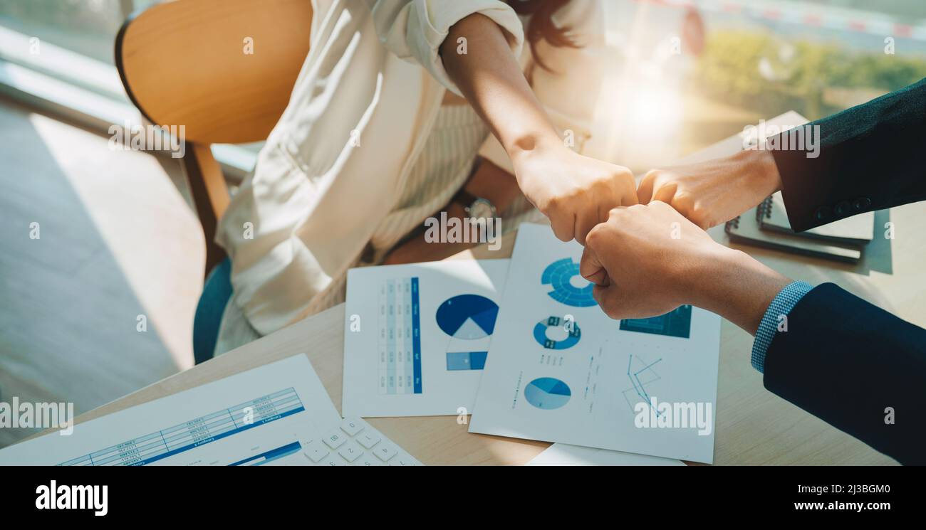 Teamwork Join Hands Support Together Collaboration Concept. Asian ...