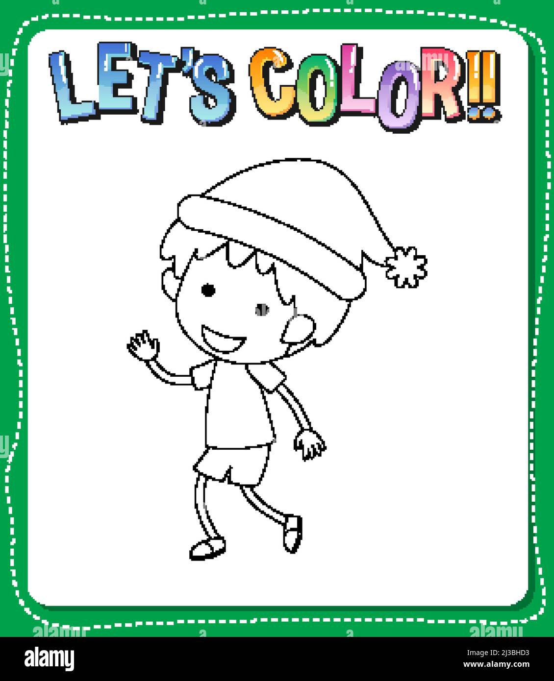 Worksheets template with let’s color!! text and boy outline ...