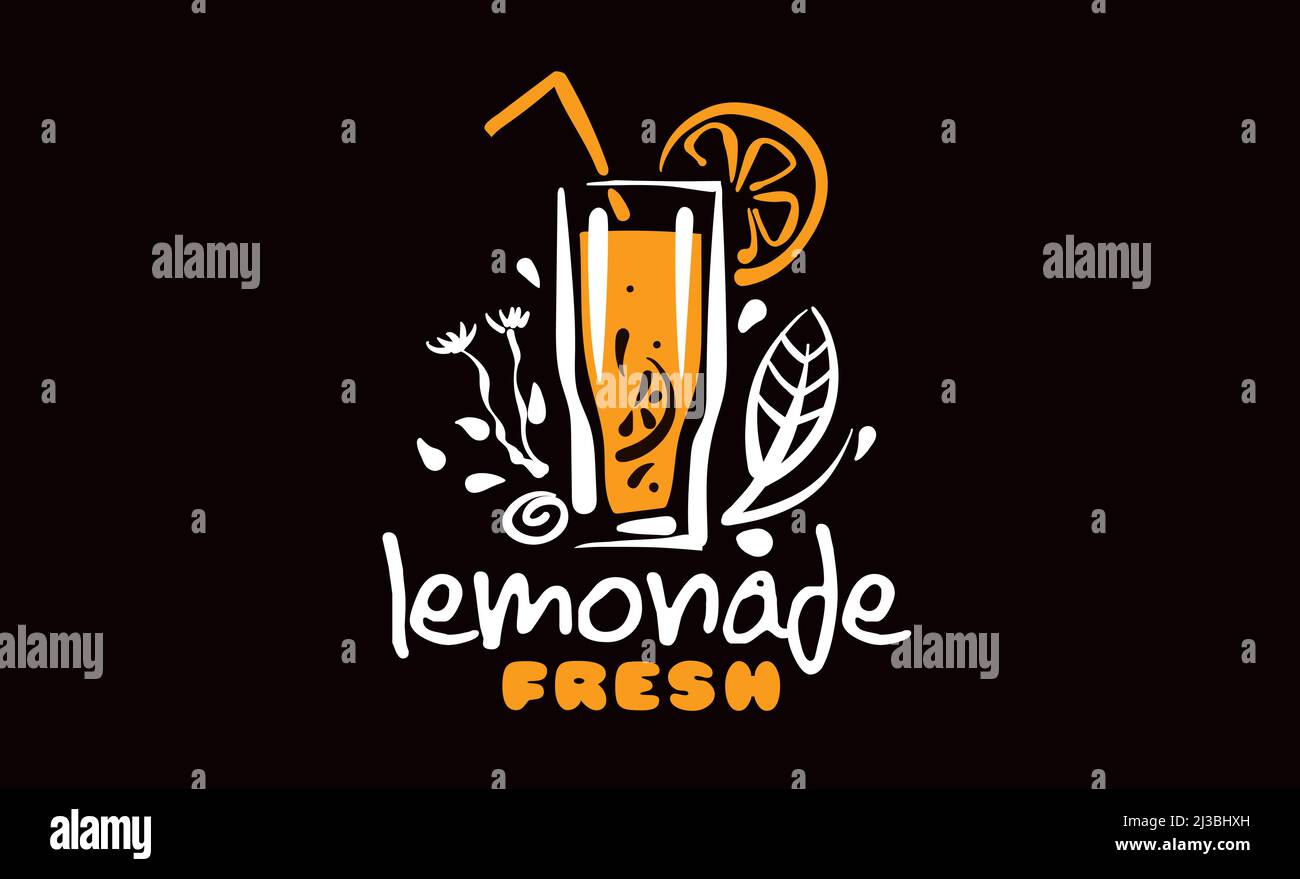 Vector drawing of lemonade on a black background Stock Vector Image ...