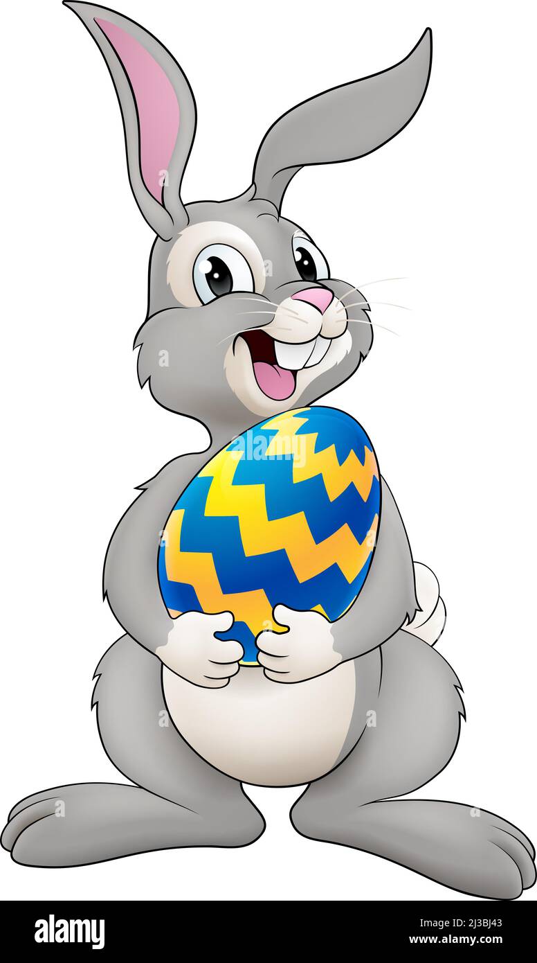 Easter Bunny Cartoon Rabbit With Giant Egg Stock Vector Image & Art - Alamy
