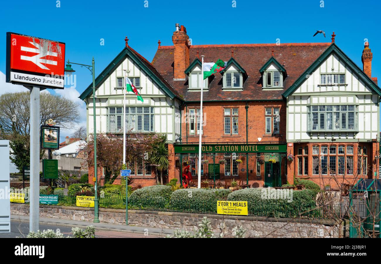 The Old Station Pub, Llandudno Junction, Conwy, North Wales. Opposite ...