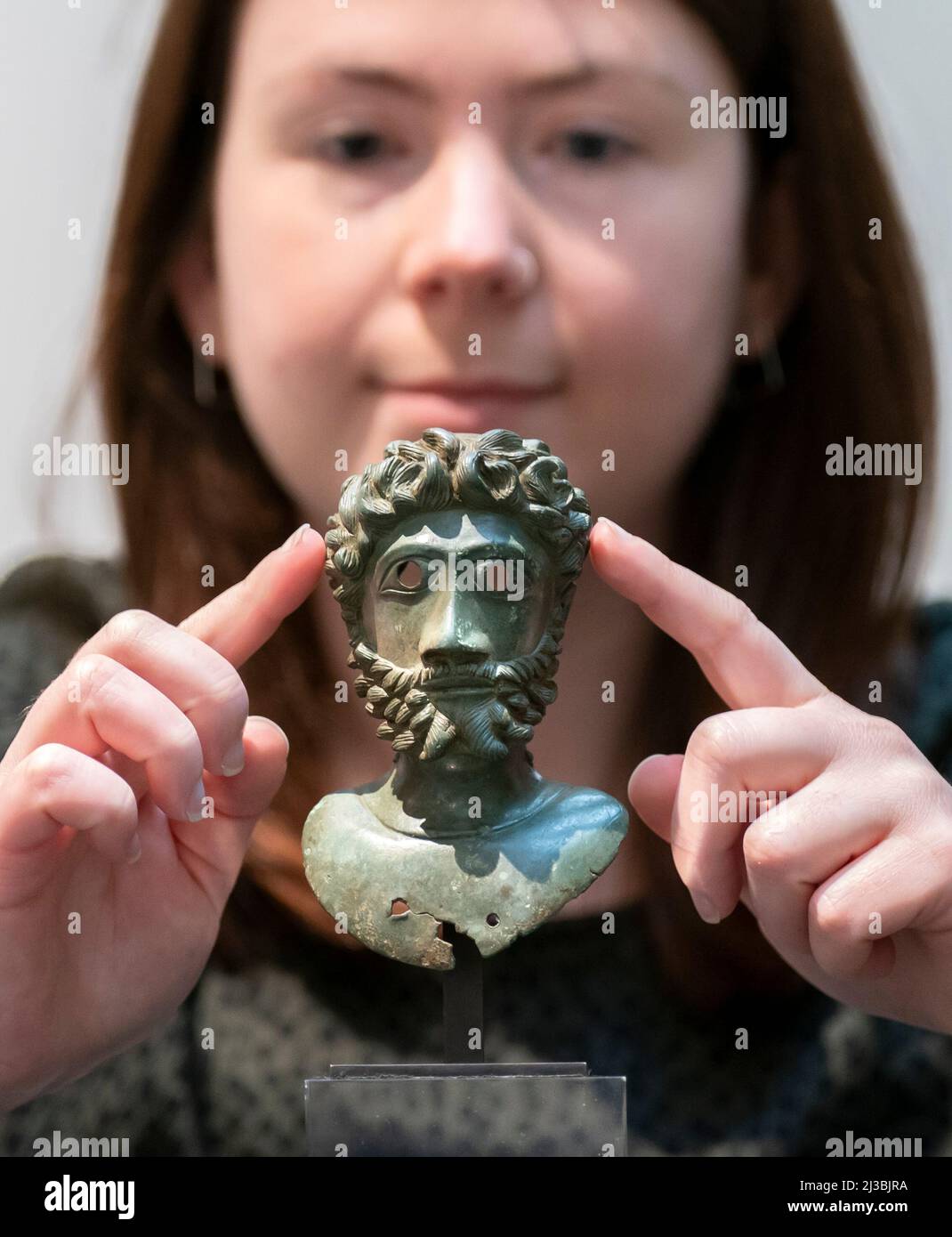 Curator of archeology at York Museums Trust Lucy Creighton with a rare ...