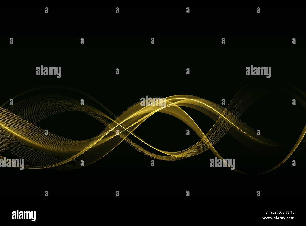 Abstract shiny golden wave design element on black background ...