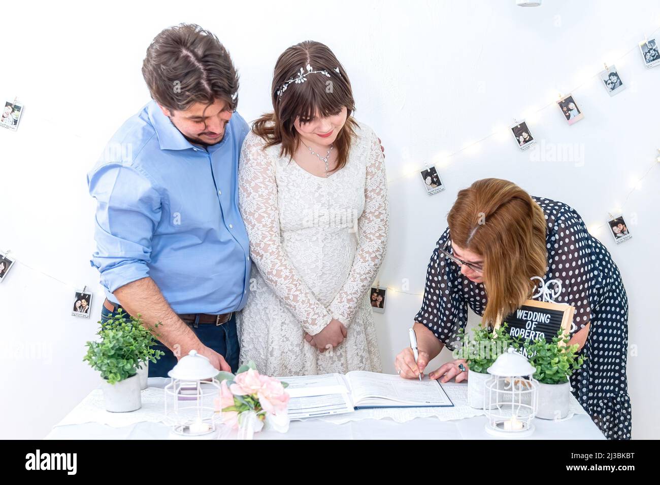 Wedding of a Hispanic man with a caucasian woman. No release will be ...