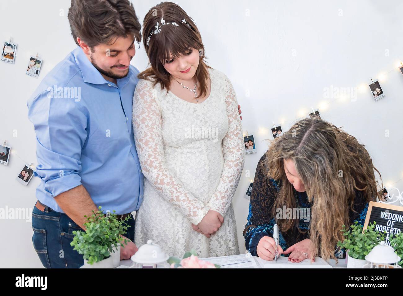 Wedding of a Hispanic man with a caucasian woman. No release will be ...