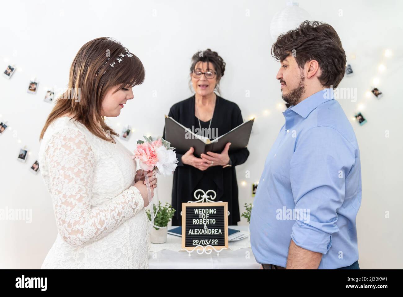 Wedding of a Hispanic man with a caucasian woman. No release will be ...