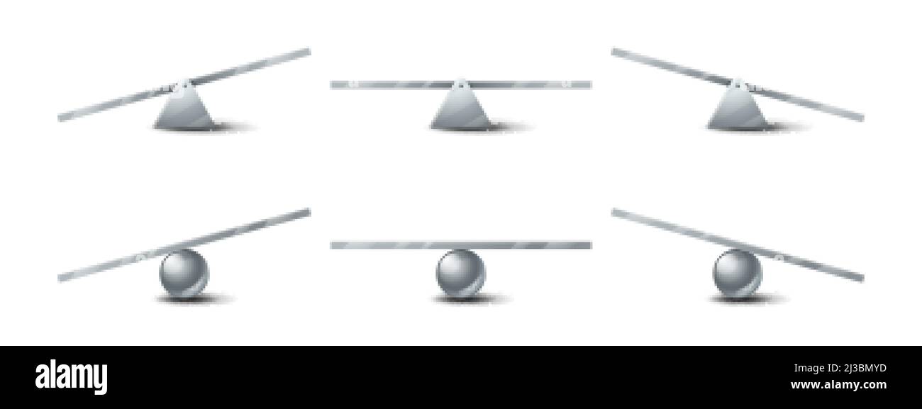 Set of seesaw, metal swings, teeter-totter, balanced and unbalanced ...