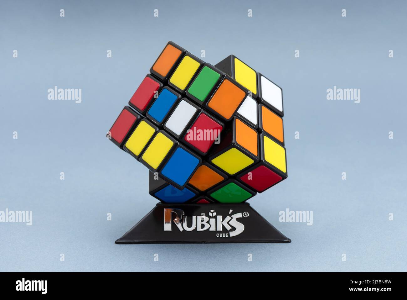 ISTANBUL - TURKEY - JULY 30, 2018: Rubik's cube on the black background ...