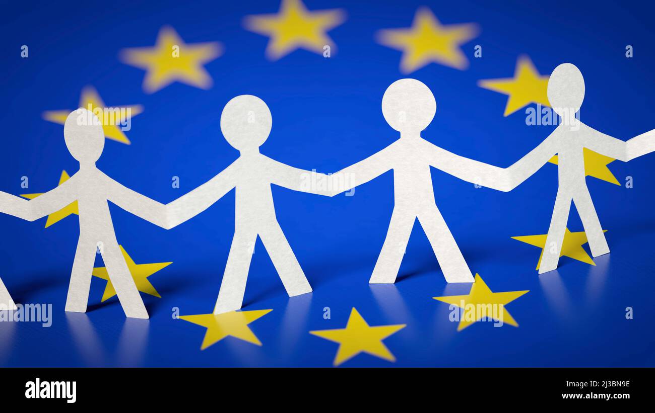 Human chain on EU flag Stock Photo - Alamy