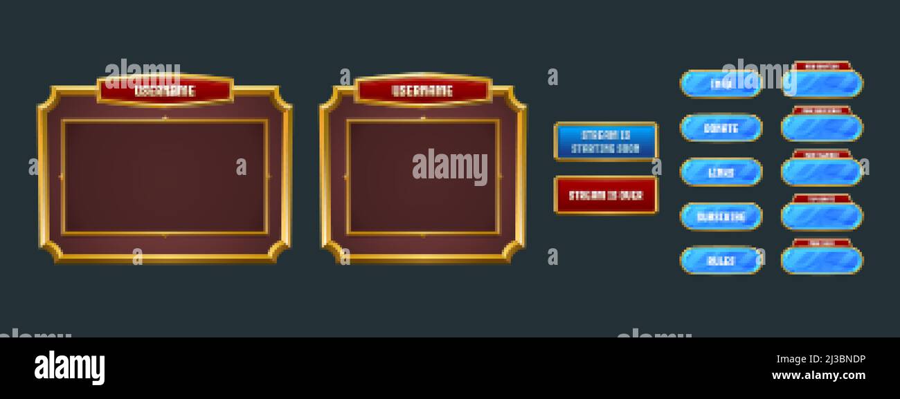 Stream overlay, game twitch frame. Streaming screen, username panels ...