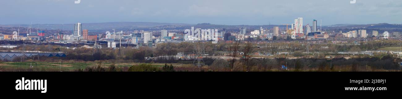 A panoramic view of Leeds City Centre, taken from Rothwell Stock Photo ...