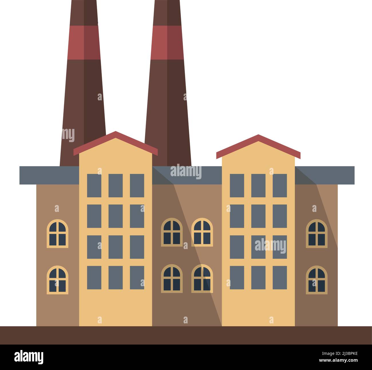 Industrial building with chimney pipes. Factory flat icon Stock Vector ...