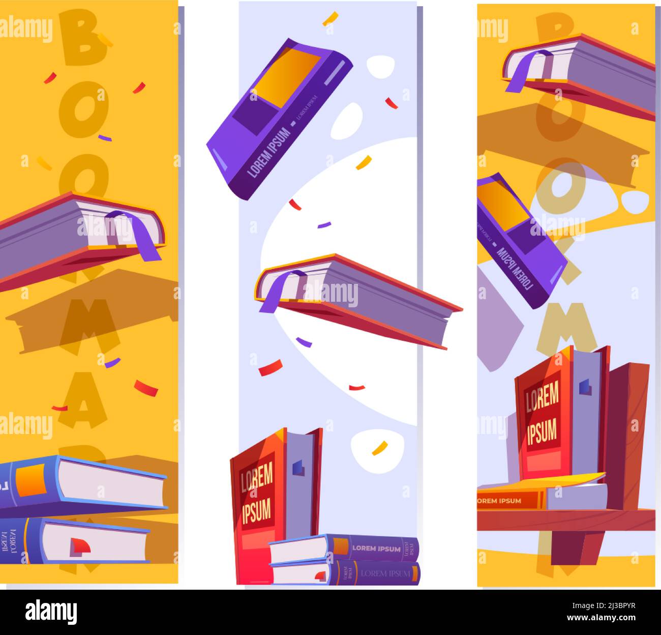 Bookmarks template for reading literature in school or library. Vector ...