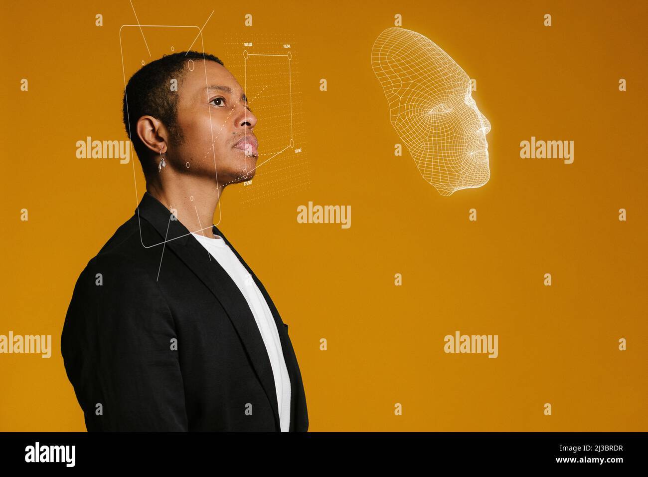 3D face mapping of young man Stock Photo - Alamy