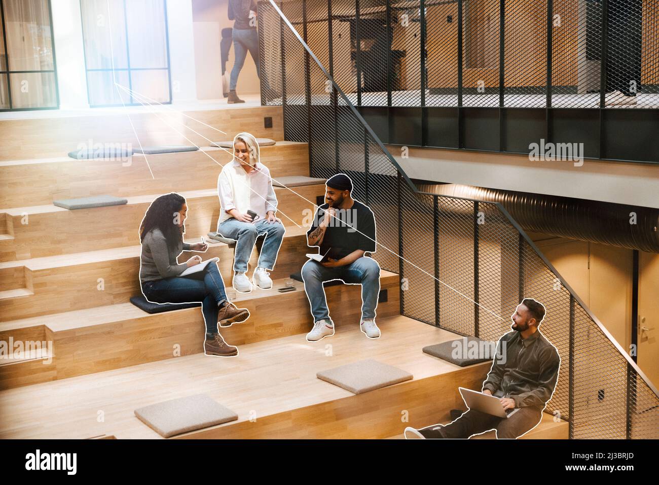 Image people sitting on stairs hi-res stock photography and images - Alamy