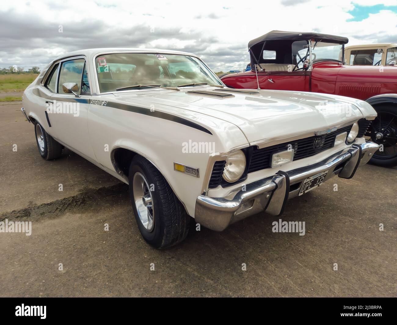 Moron, Argentina - Mar 26, 2022 - old white sporty compact Chevrolet ...