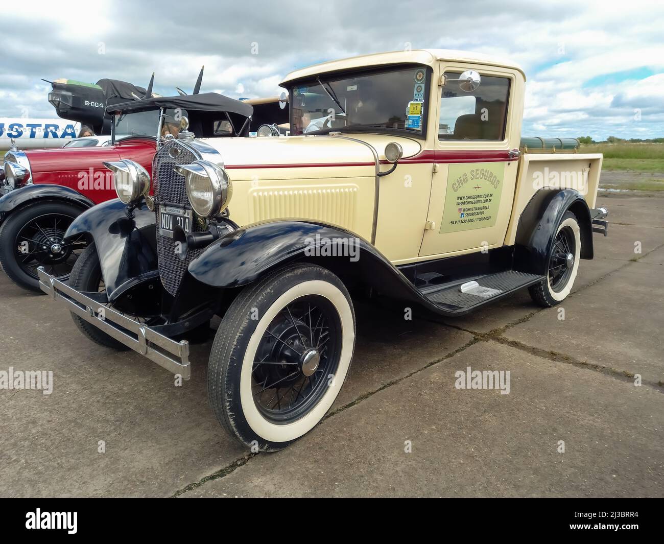 Moron, Argentina - Mar 26, 2022 - Old cream Ford Model A pickup truck ...