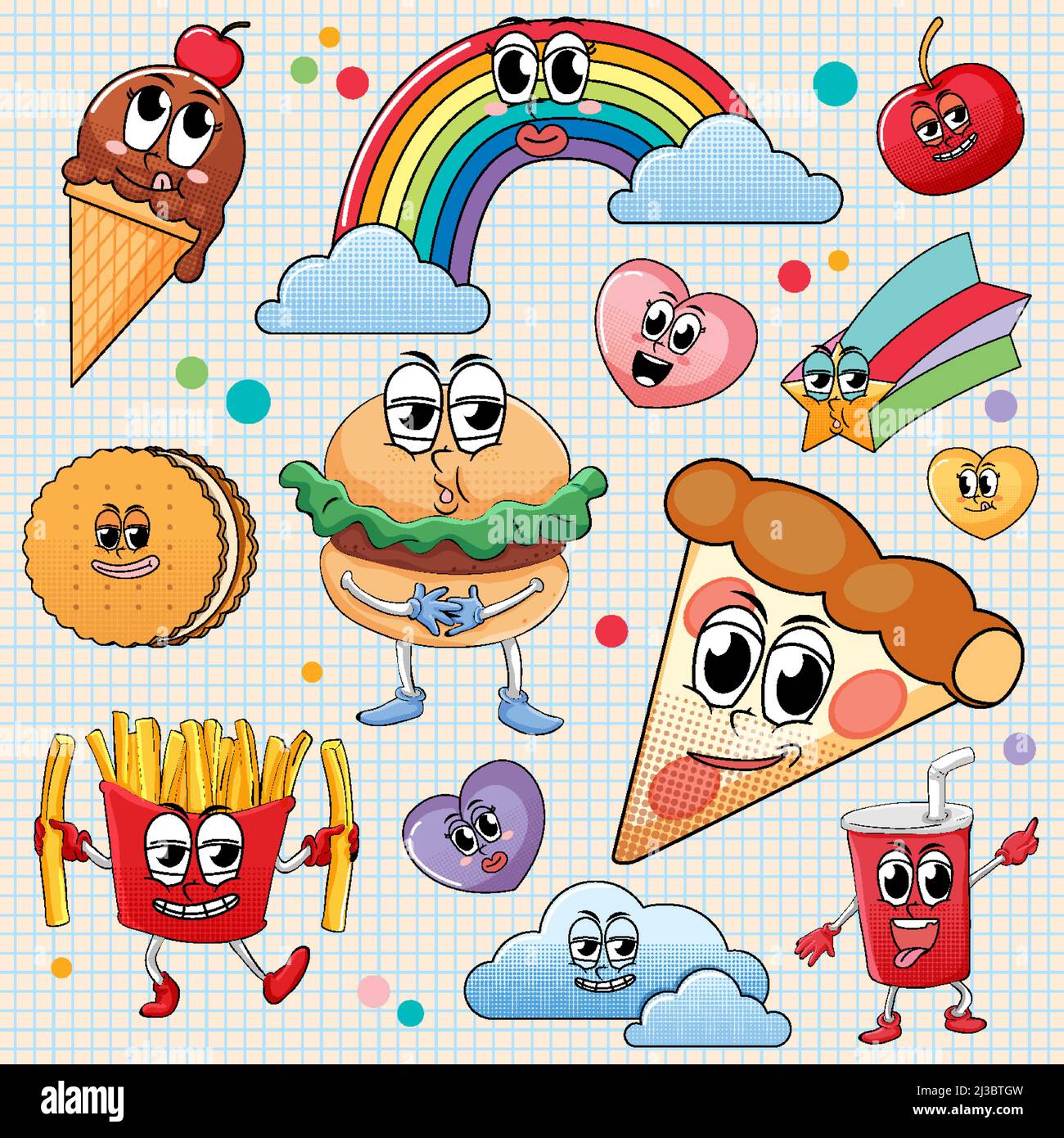 Seamless background design with food theme illustration Stock Vector ...