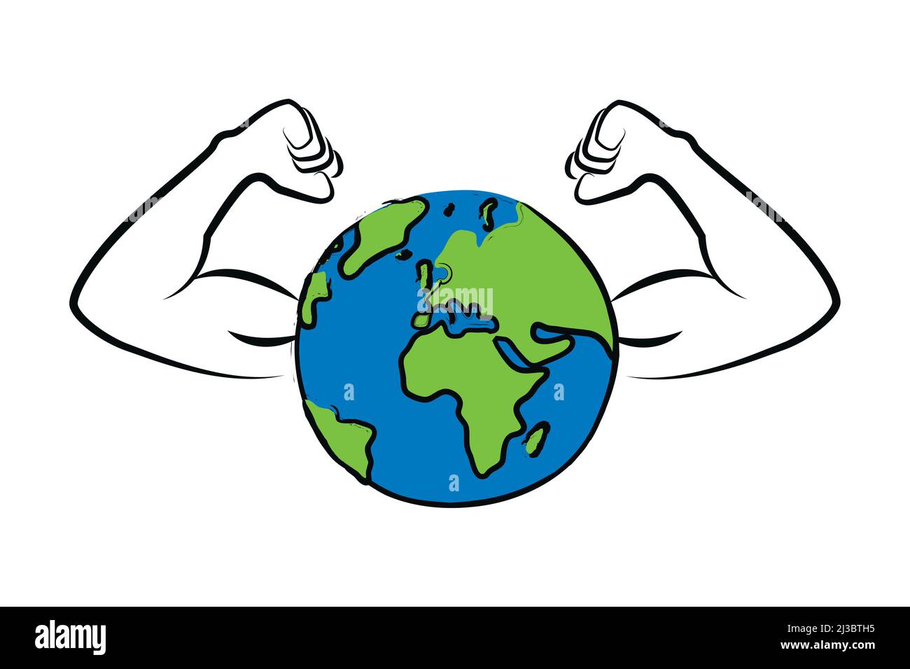 strong earth globe with muscular arms on white background Stock Vector ...