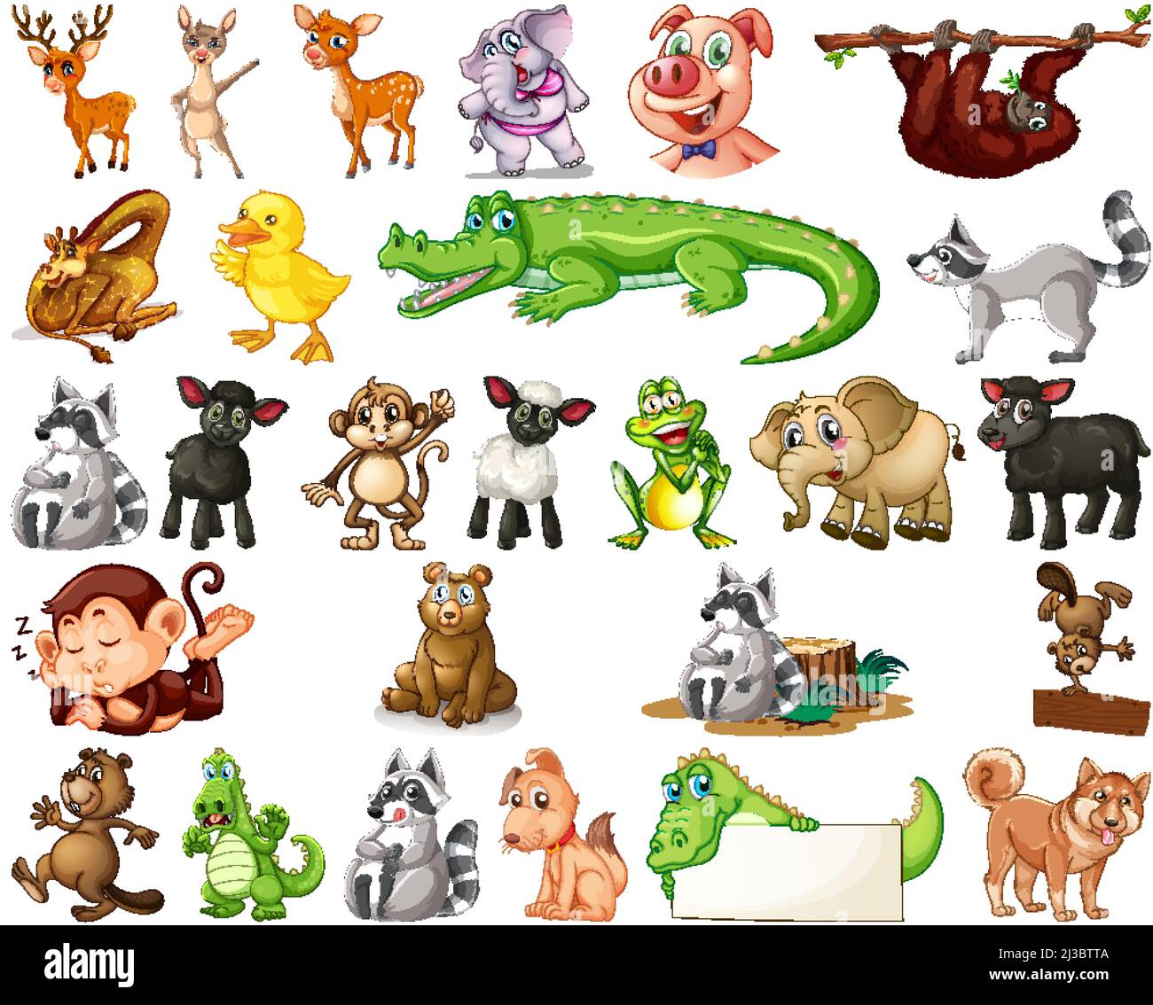 Set of animal cartoon character illustration Stock Vector Image & Art ...