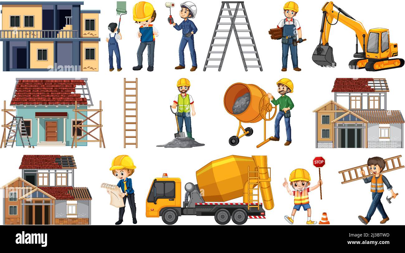Set of construction site objects illustration Stock Vector Image & Art ...