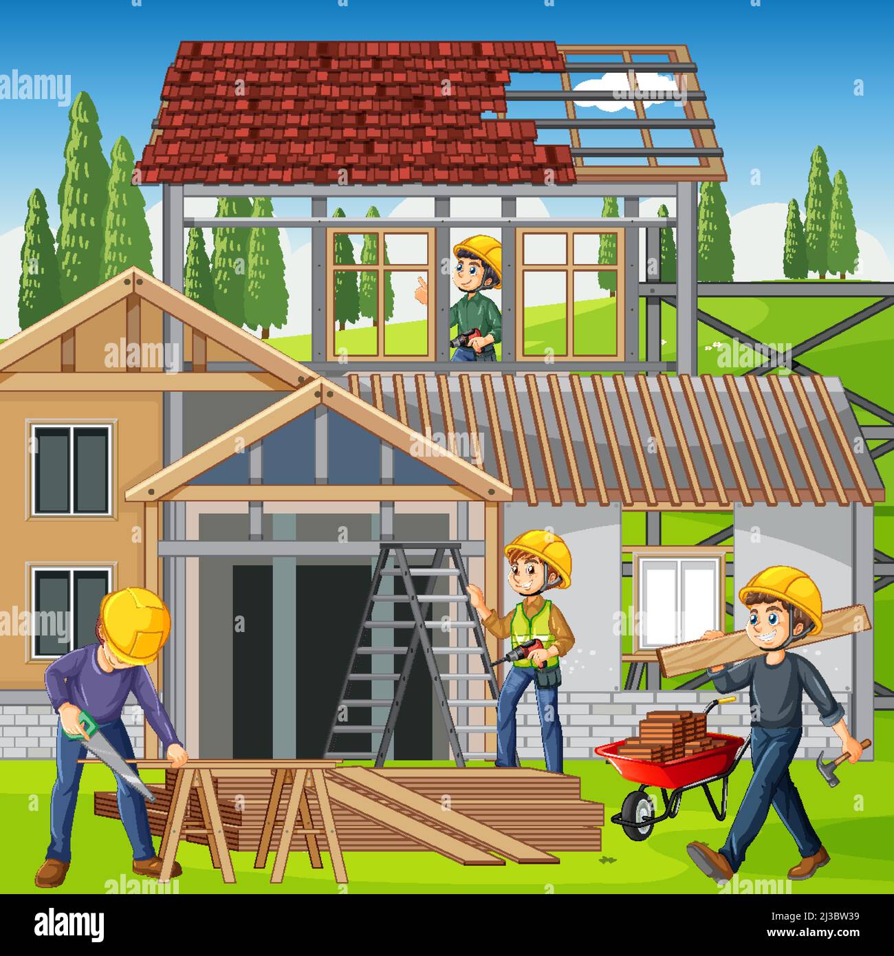 Building construction site background illustration Stock Vector Image ...