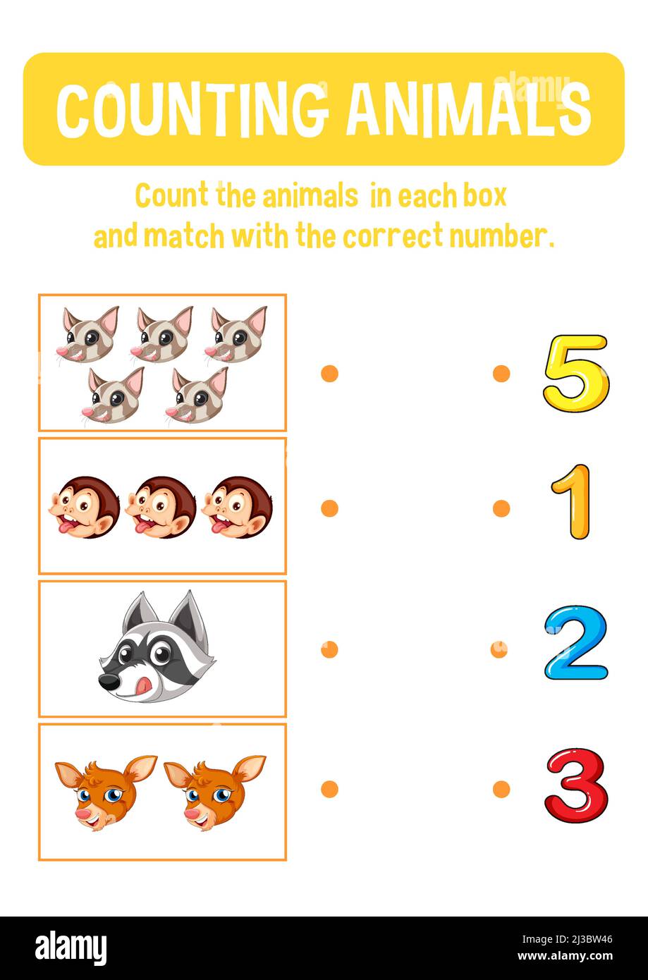Worksheet design for counting animals illustration Stock Vector Image ...