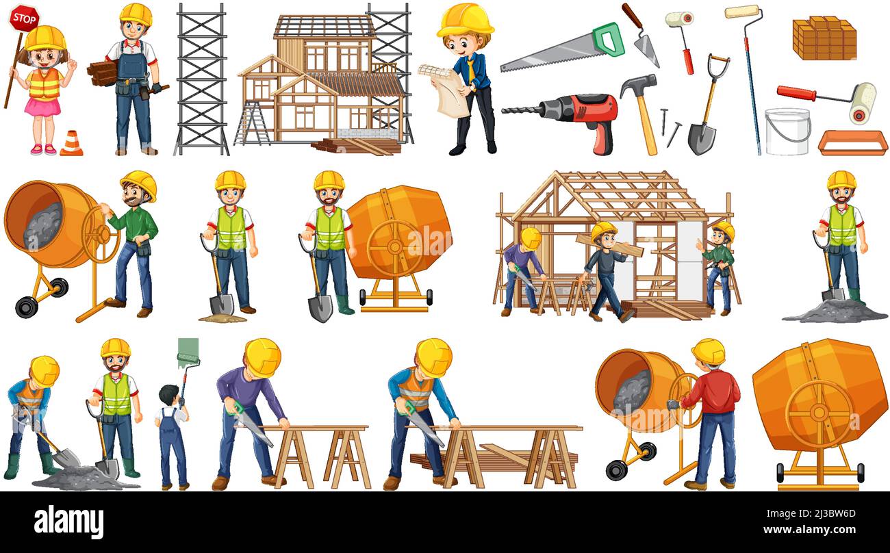 Set of construction site objects illustration Stock Vector Image & Art ...