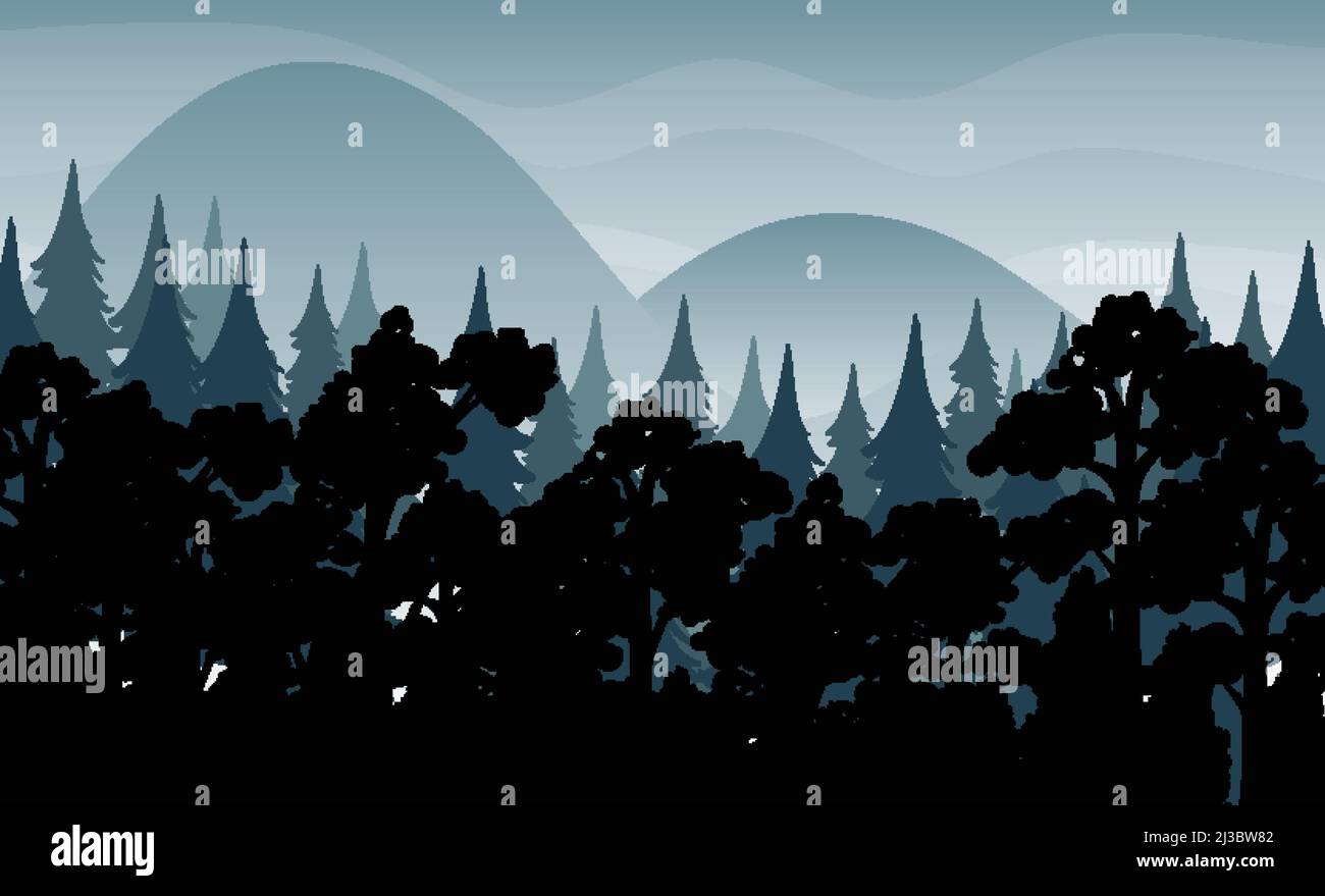Silhouette shadow of forest scene illustration Stock Vector Image & Art ...