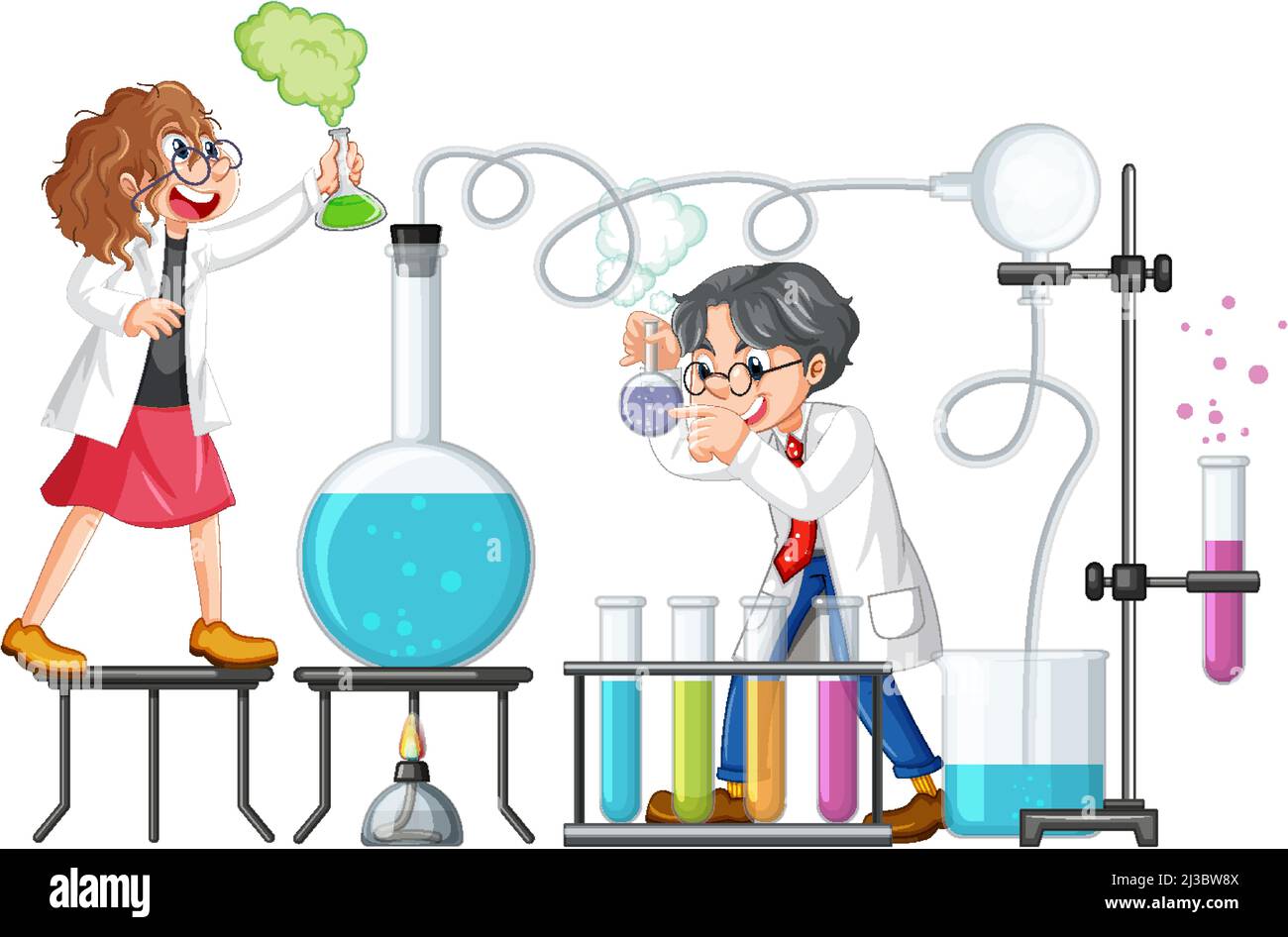 Scientist doing science experiment in the lab illustration Stock Vector ...