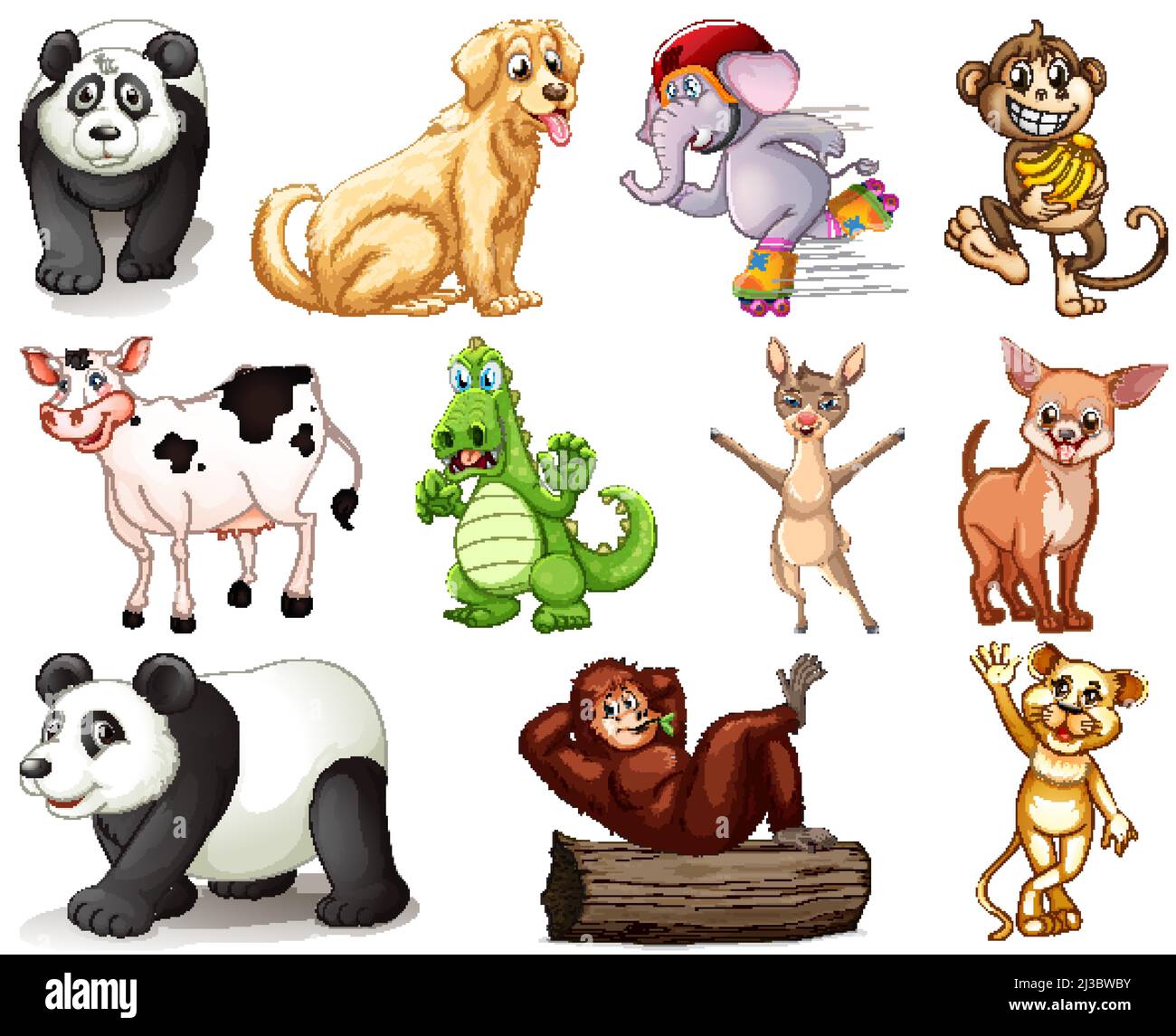 Set of animal cartoon character illustration Stock Vector Image & Art ...