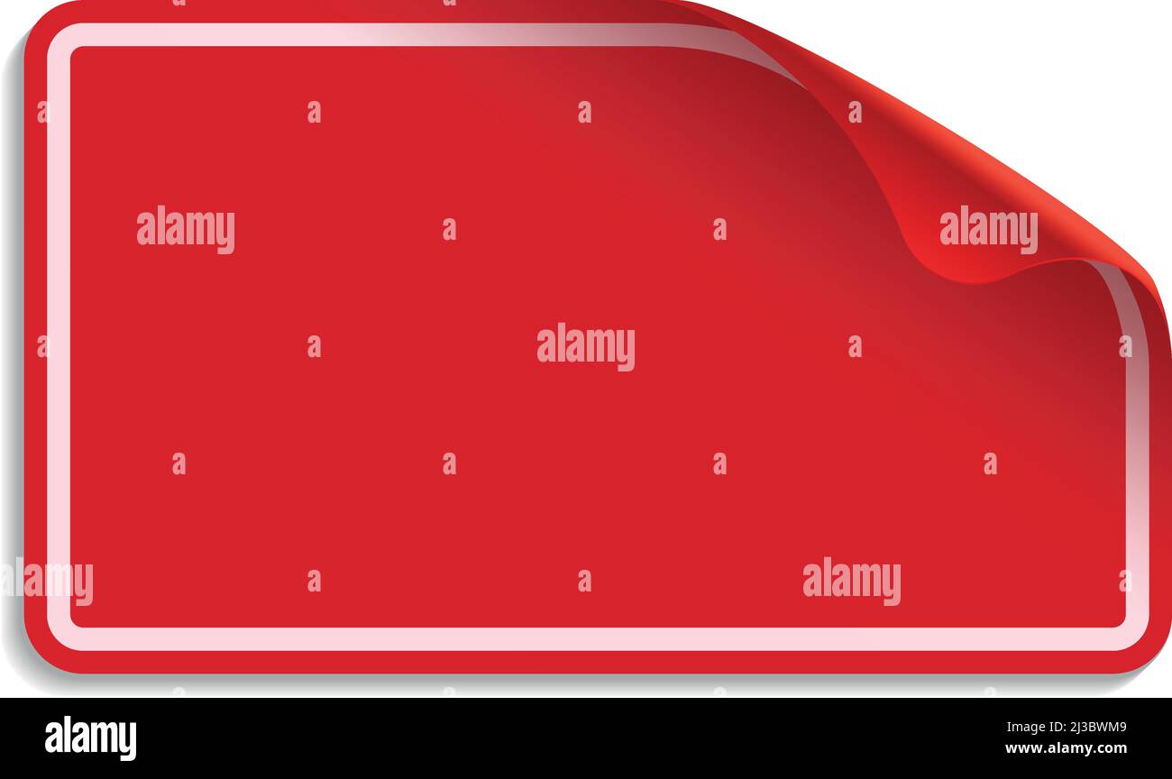 Red label with curled corner. Sticker realistic template Stock Vector ...