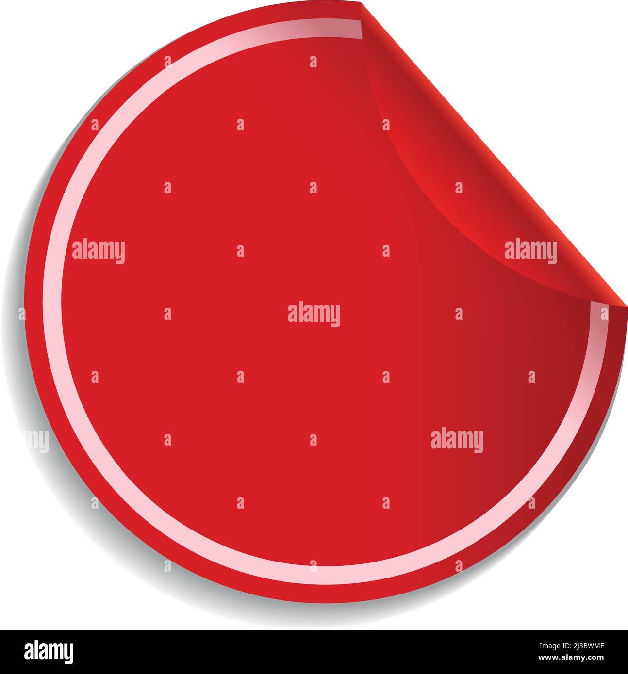 Curled corner round sticker mockup. Empty red label Stock Vector Image ...