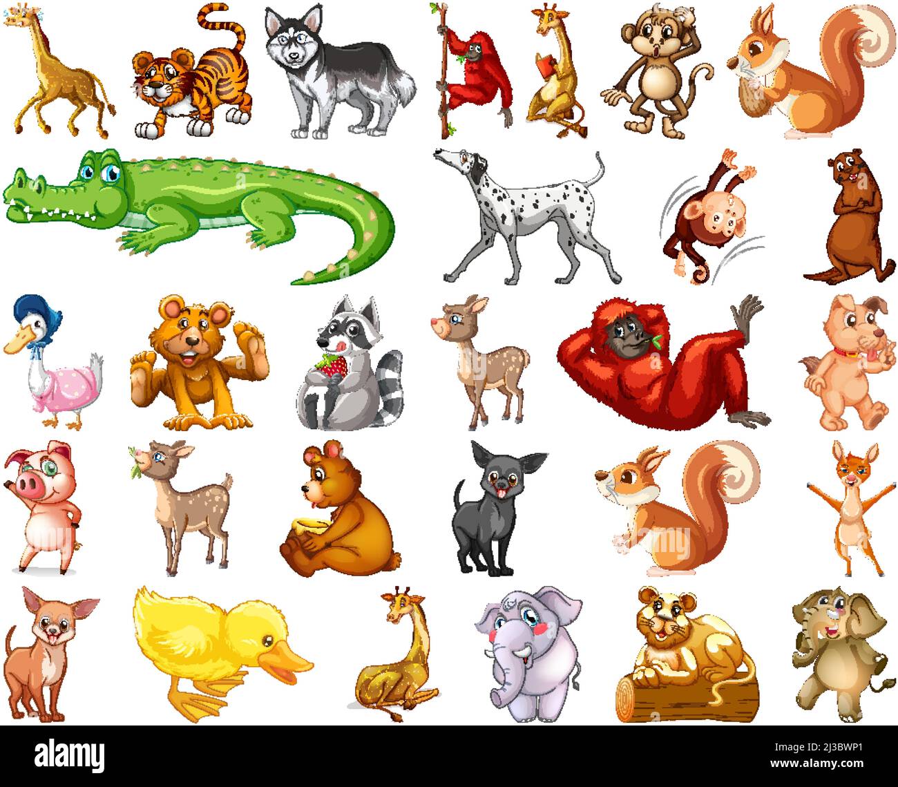 Set of animal cartoon character illustration Stock Vector Image & Art ...
