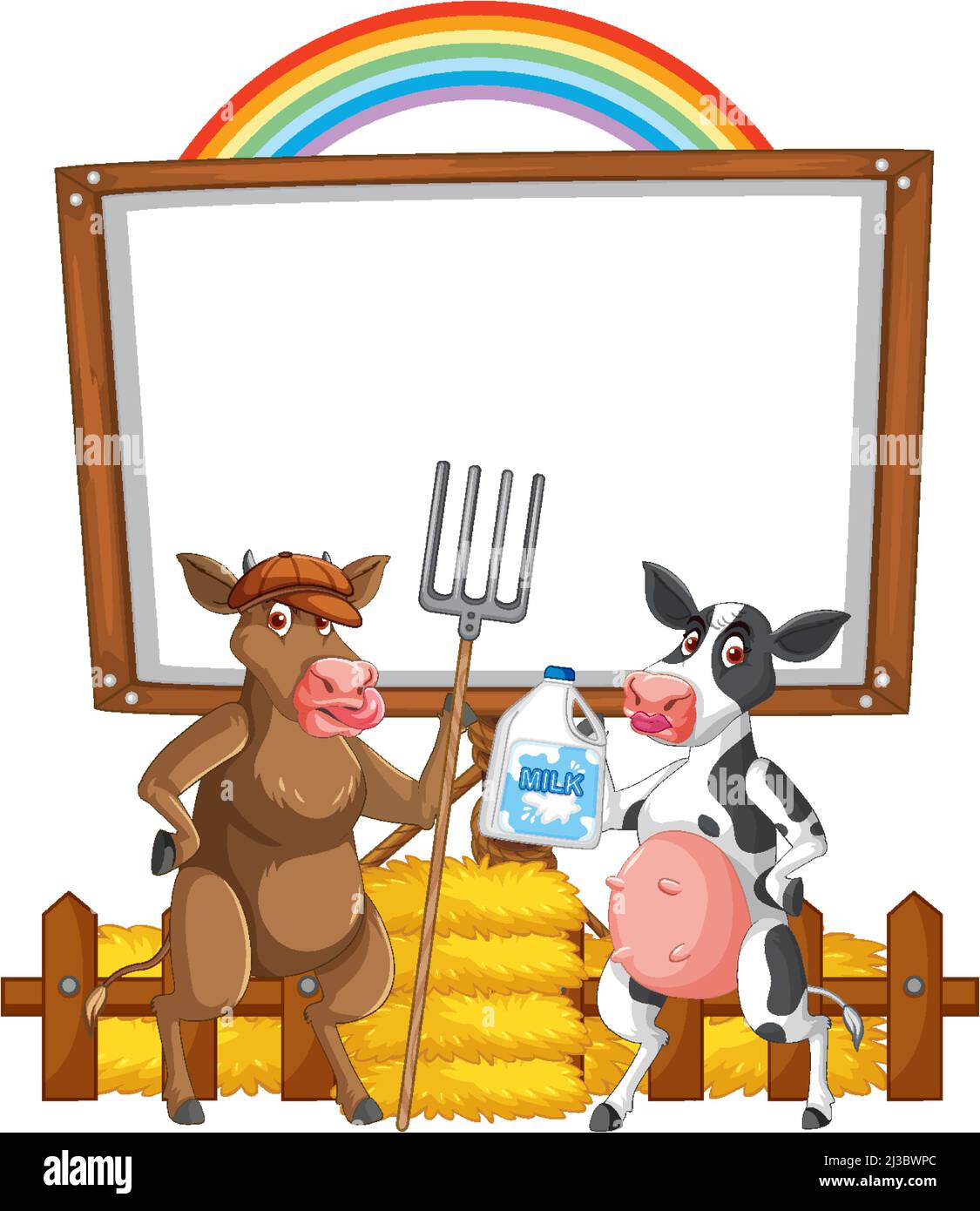 Sign board with animal farm on white background illustration Stock ...
