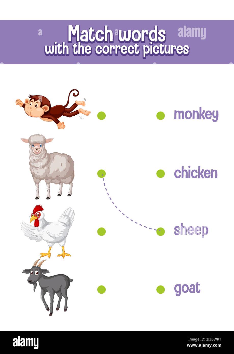 Worksheet design for matching words illustration Stock Vector Image ...