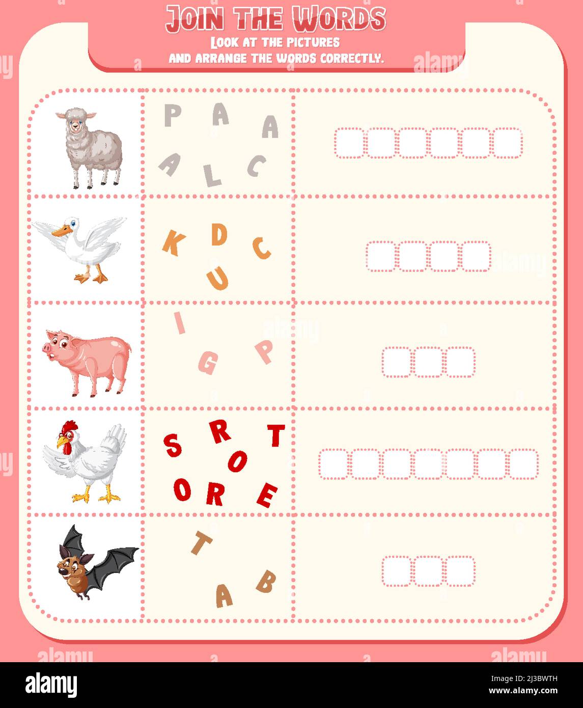 Arrange the letters in order with pictures illustration Stock Vector ...