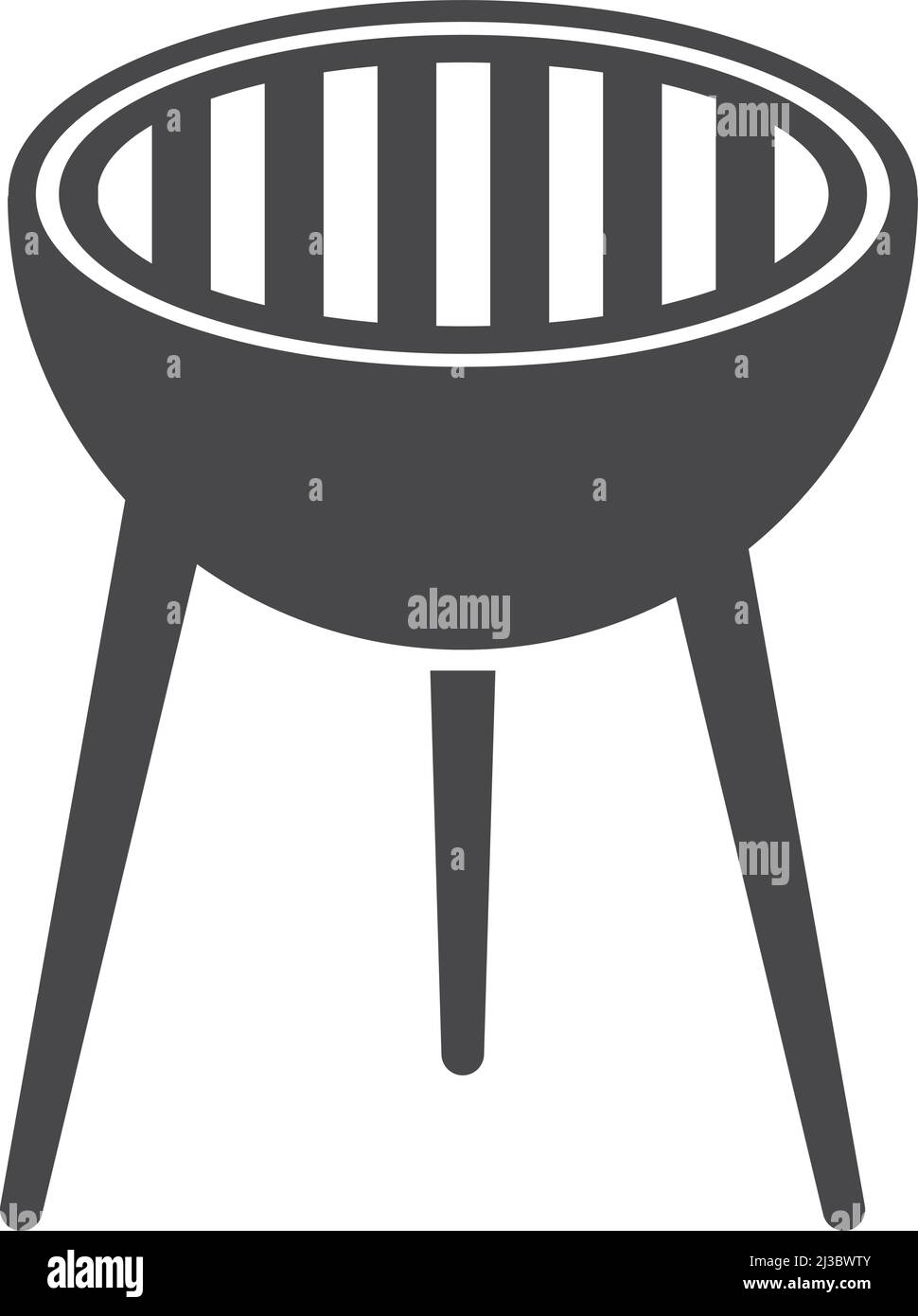 Round grill with metal bars grid. Meat roasting device Stock Vector ...