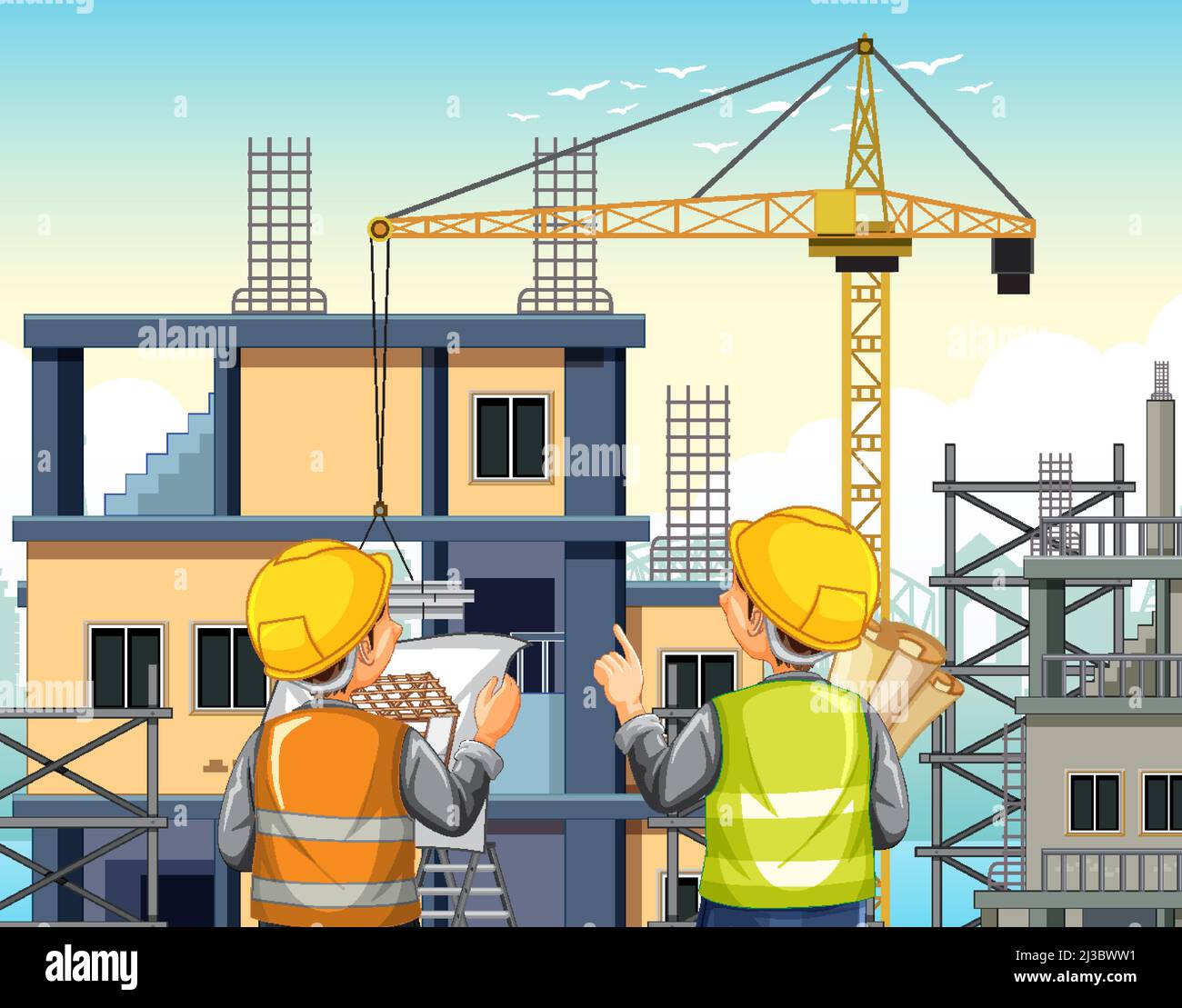 Building construction site background illustration Stock Vector Image ...
