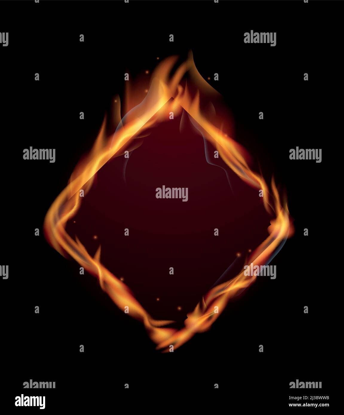 Burning frame with realistic flame. Diamond shape fire Stock Vector ...