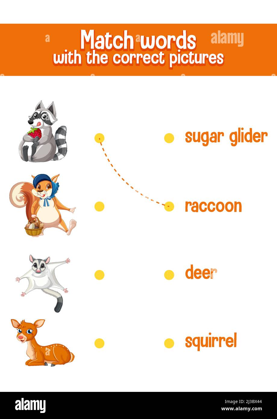 Worksheet design for matching words illustration Stock Vector Image ...