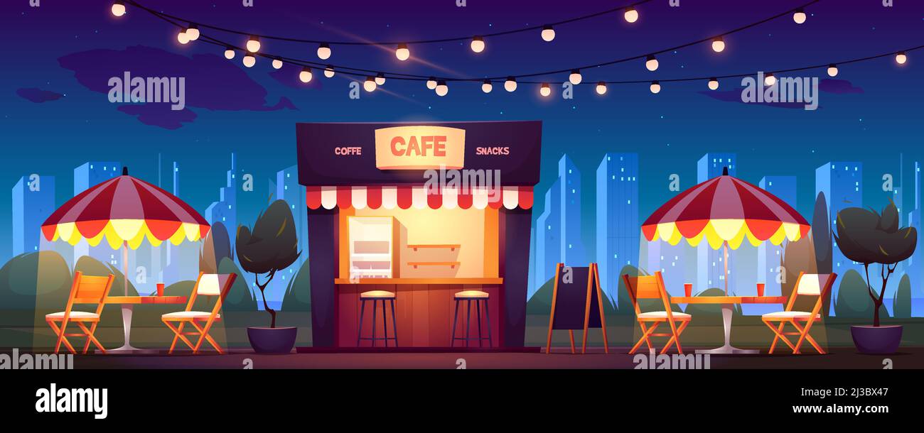 Bar outside tables umbrellas Stock Vector Images - Alamy