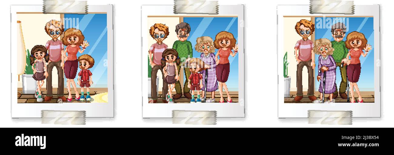 Set of family photos in cartoon style illustration Stock Vector Image ...