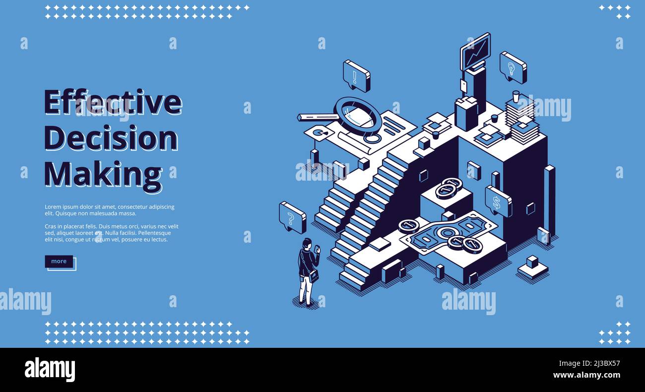 Effective decision making banner. Concept of choose right way in ...