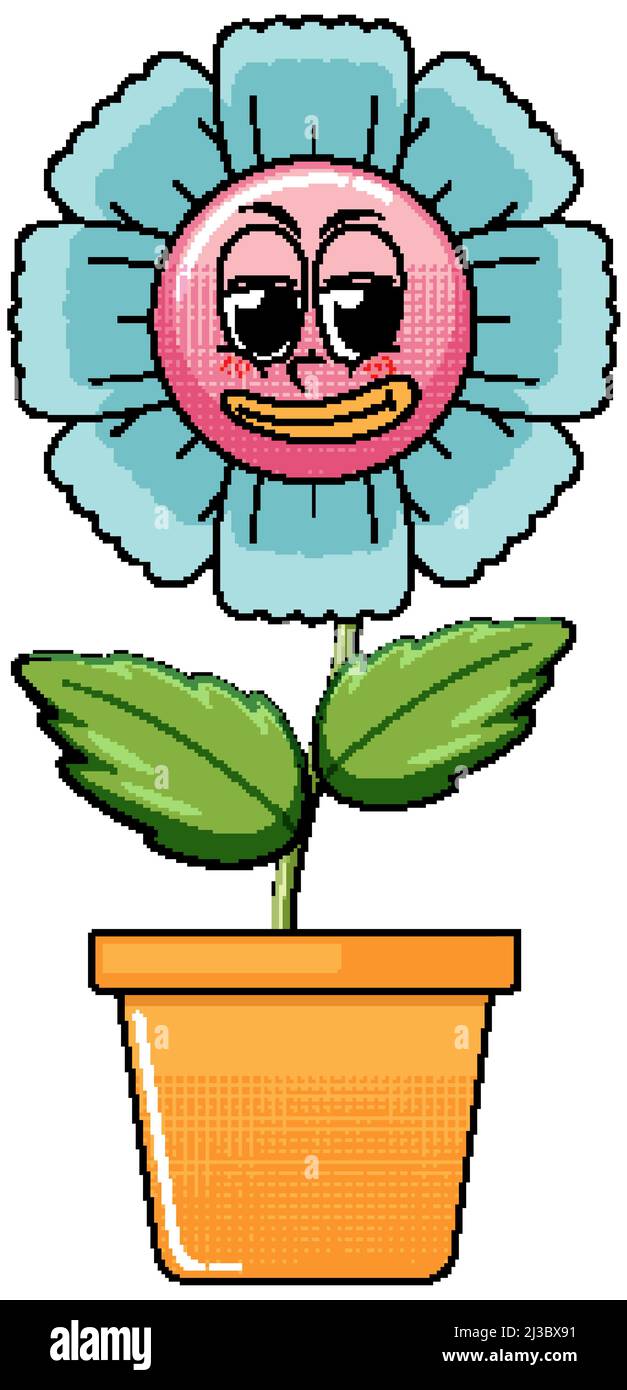A flower cartoon character on white background illustration Stock ...