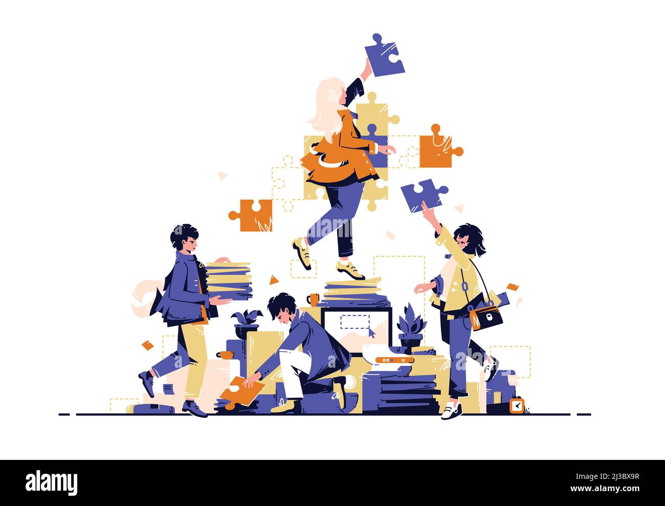 Teamwork and collaboration in business. Concept of partnership, support ...