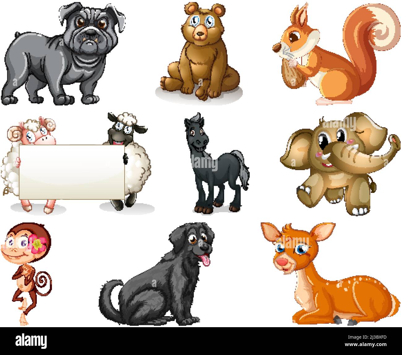 Set of animal cartoon character illustration Stock Vector Image & Art ...